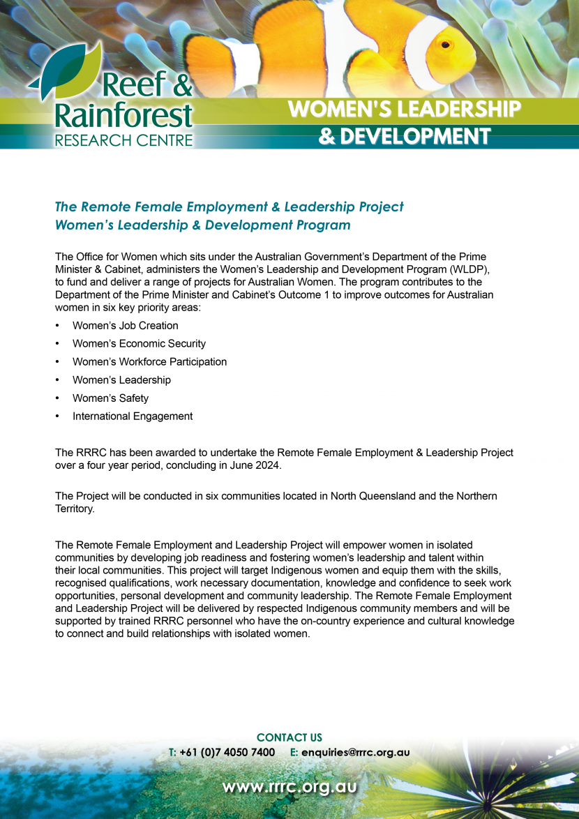 Women's Leadership & Development Program – Reef & Rainforest Research ...